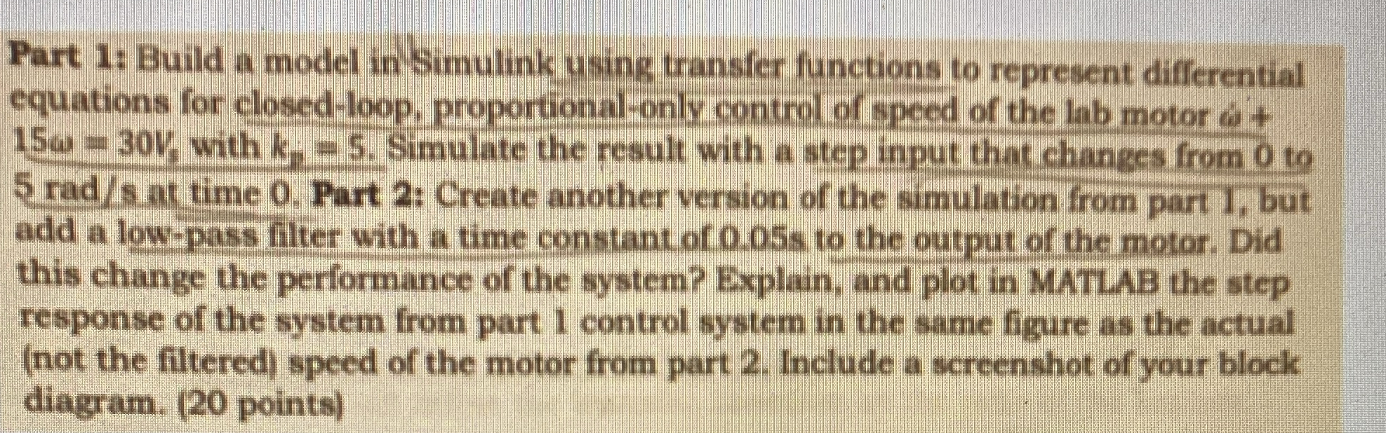 Part 1: Build a model in Simulink using transfer | Chegg.com