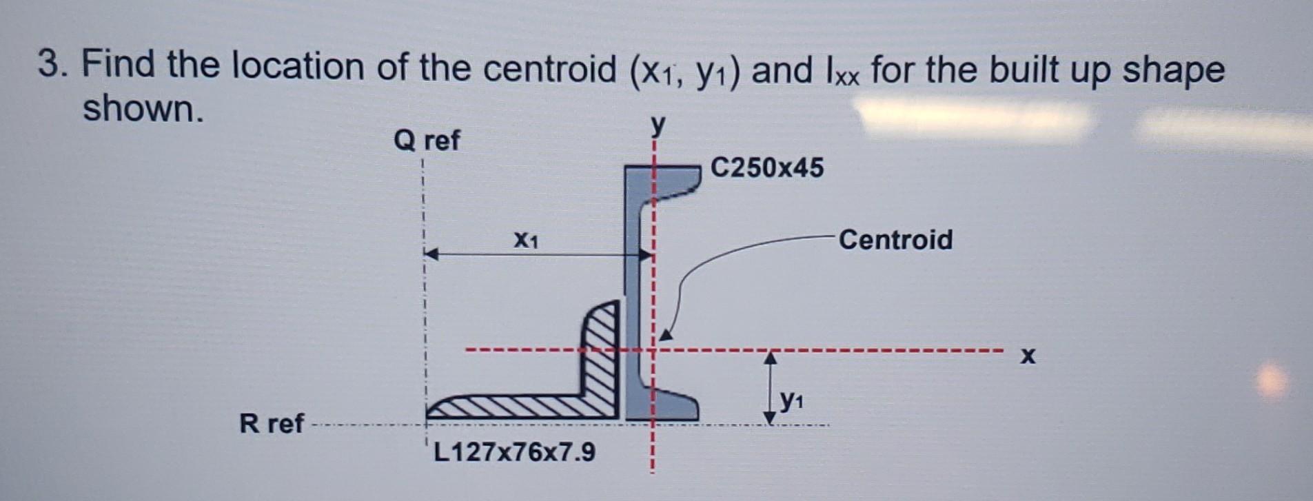 Solved 3. Find the location of the centroid (x1,y1) and Ixx | Chegg.com