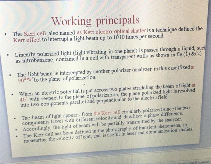 Solved Working principals The Kerr cell, also named as Kerr | Chegg.com