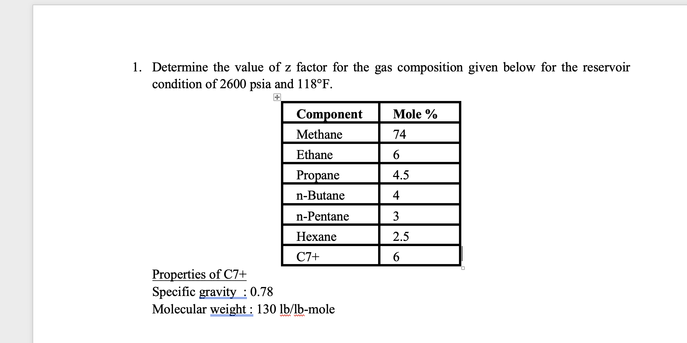 Determine the value of z ﻿factor for the gas | Chegg.com