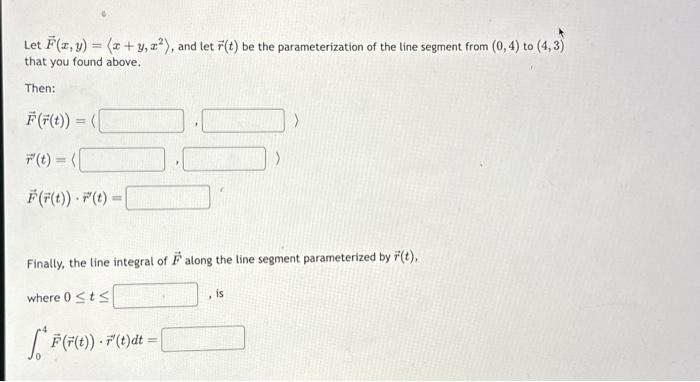 Solved Parameterize the line segment from (0,4) to (4,3). | Chegg.com