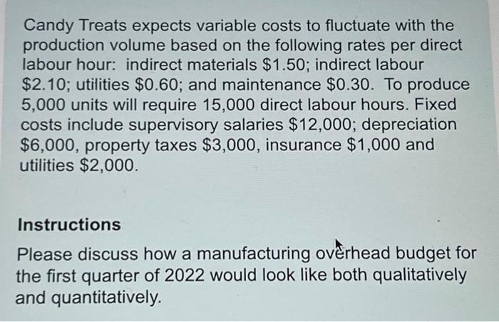 Candy Treats expects variable costs to fluctuate with | Chegg.com