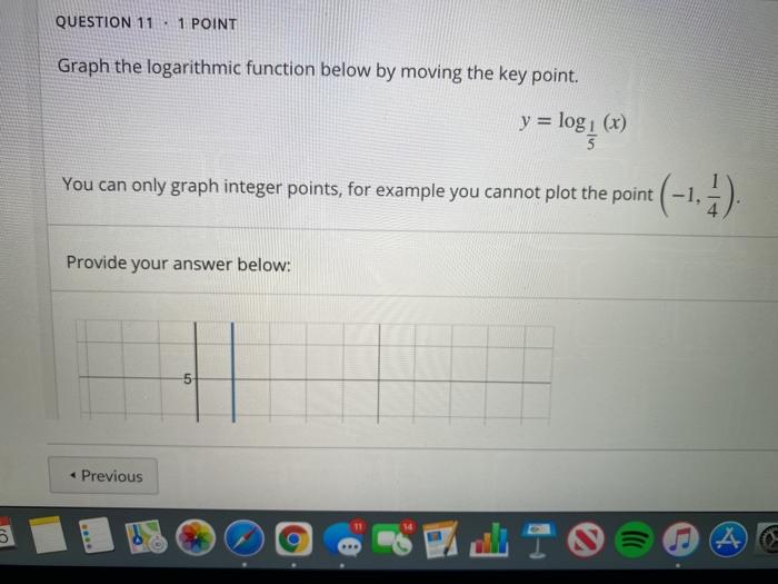 Solved QUESTION 11 1 POINT Graph the logarithmic function | Chegg.com