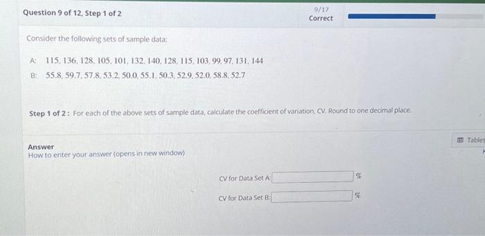 Solved Consider the following sets of sample data: A. | Chegg.com