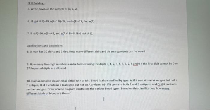 Solved Skill Buildios: 3. Write down all the subsets of | Chegg.com