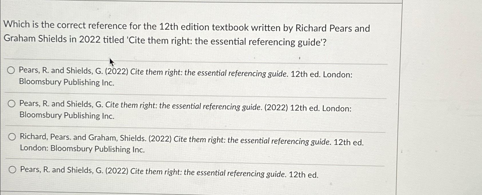 Solved Which is the correct reference for the 12th edition | Chegg.com