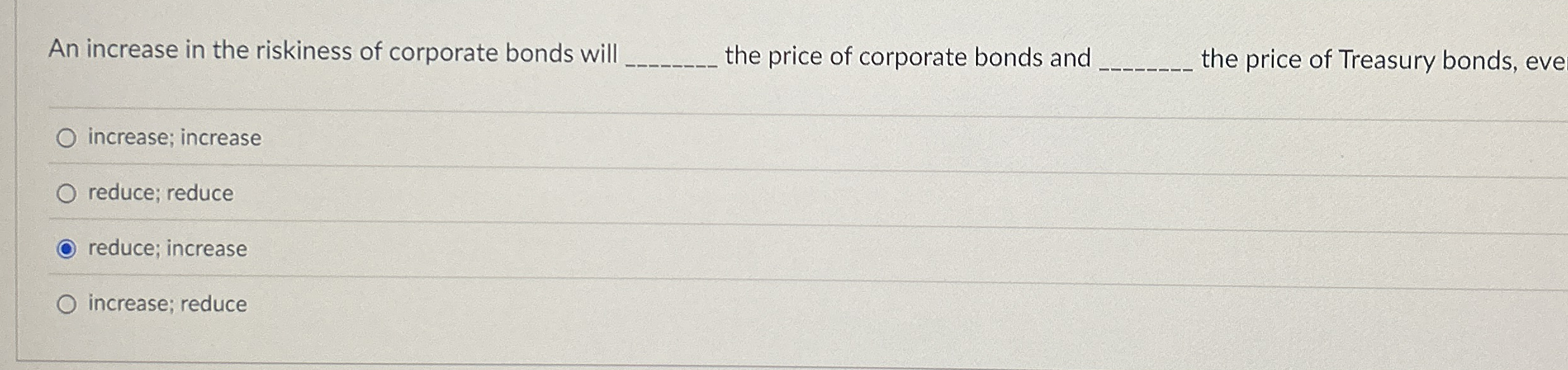 Solved An increase in the riskiness of corporate bonds will | Chegg.com