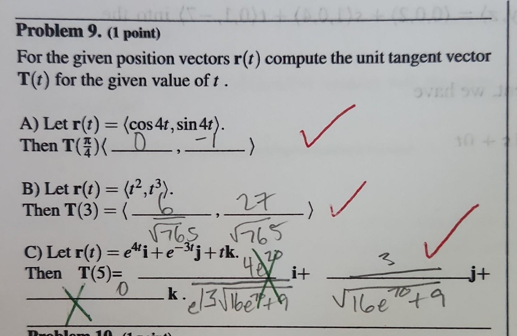 Solved For the given position vectors r(t) compute the unit | Chegg.com