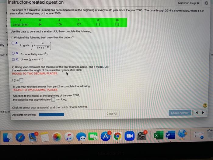 Solved Instructor-created question Question Help The length | Chegg.com