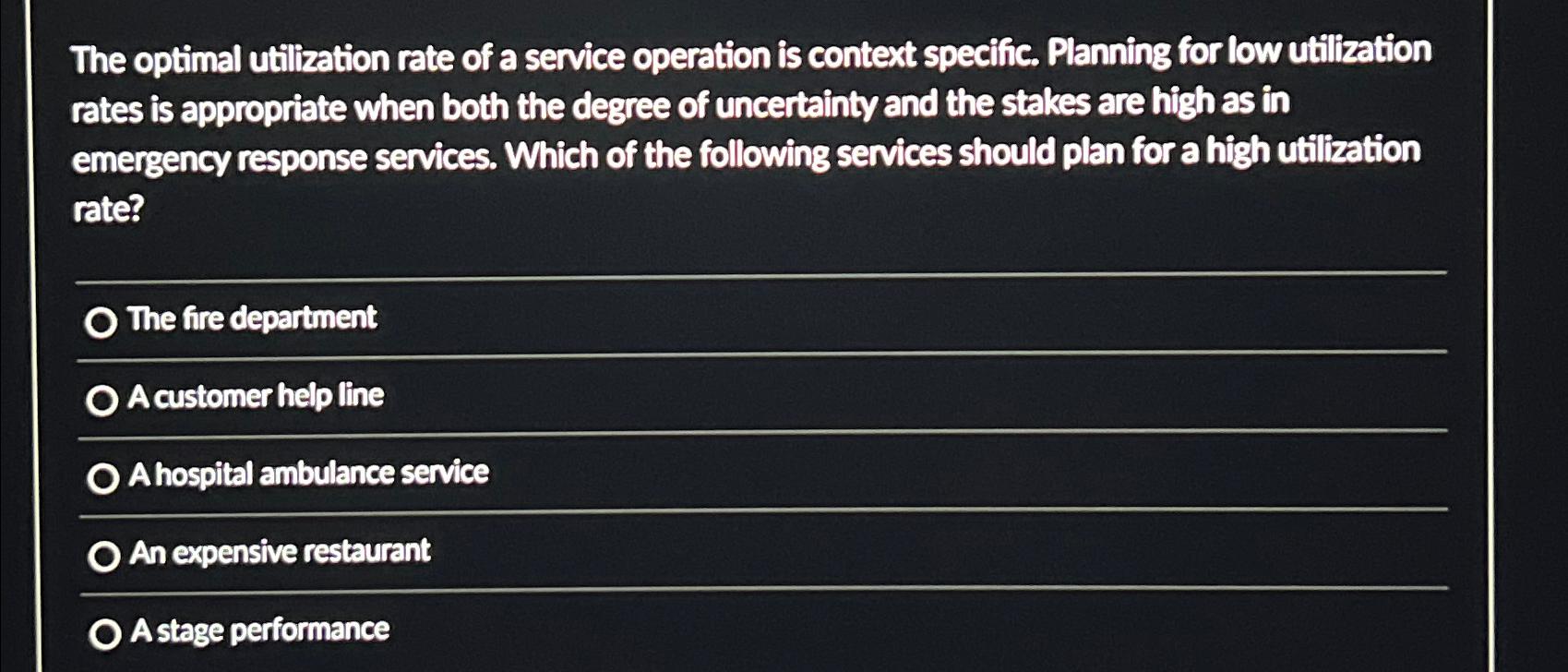 Solved The optimal utilization rate of a service operation | Chegg.com