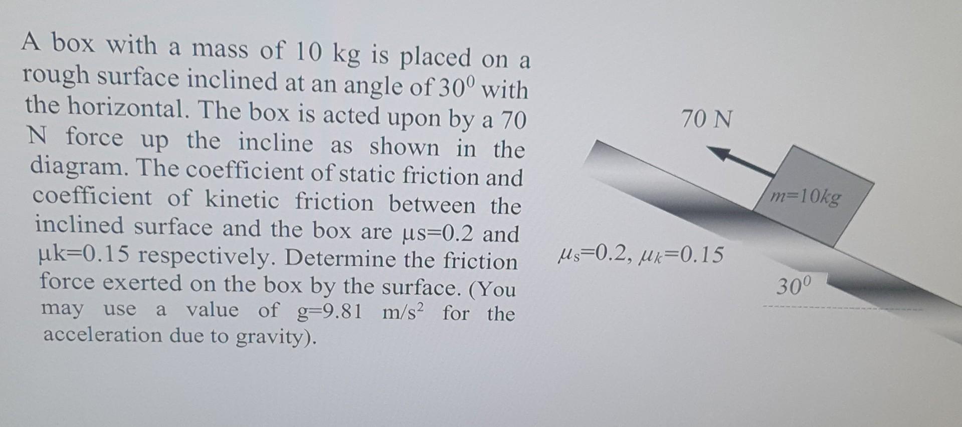 Solved A box with a mass of 10 kg is placed on a rough | Chegg.com