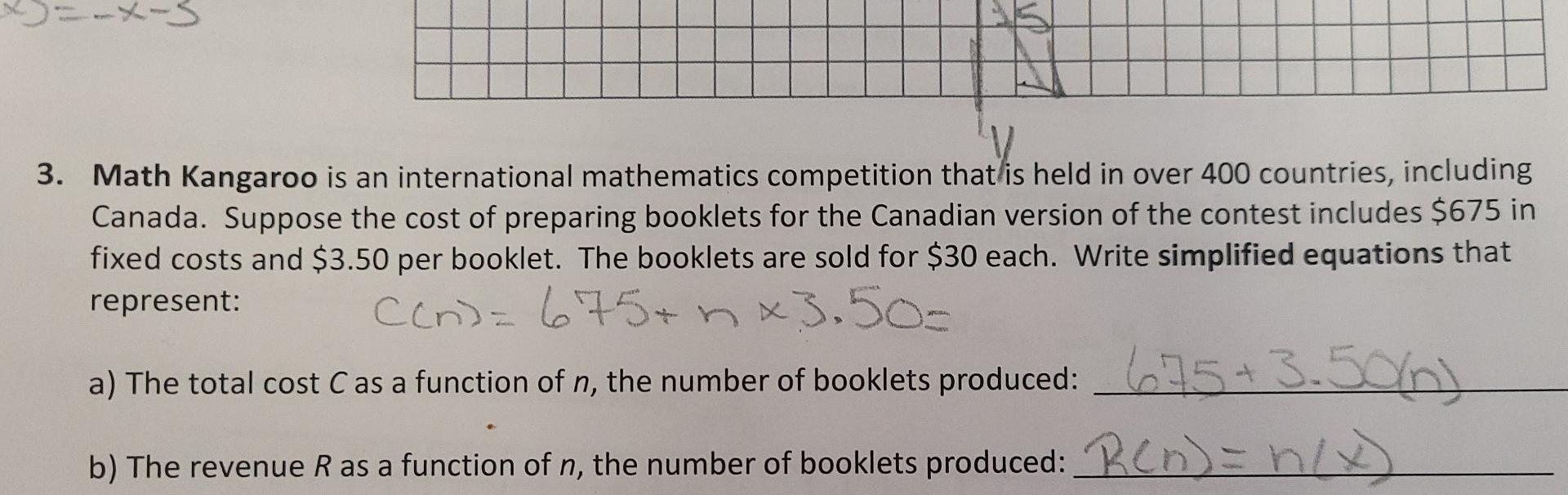 Solved 3. Math Kangaroo is an international mathematics | Chegg.com