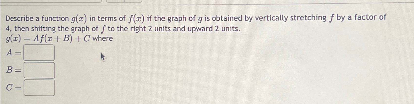 Solved Describe a function g(x) ﻿in terms of f(x) ﻿if the | Chegg.com