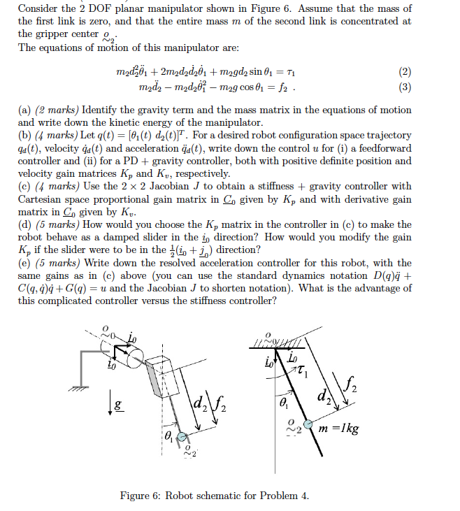 Solved solve b,c,d,e. ﻿Consider the 2 ﻿DOF planar | Chegg.com