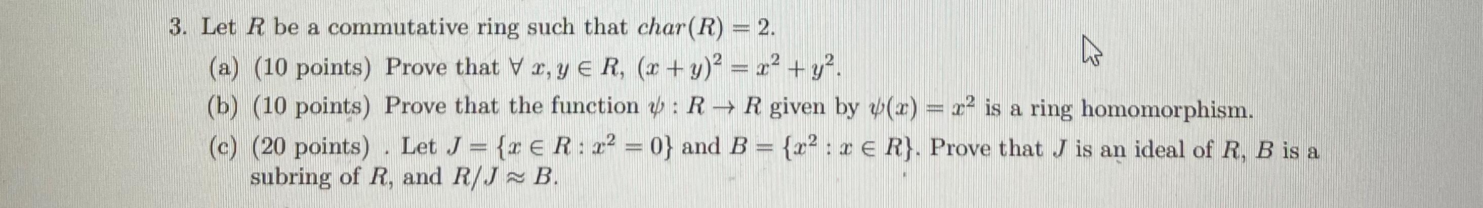 Solved Let R ﻿be a commutative ring such that | Chegg.com