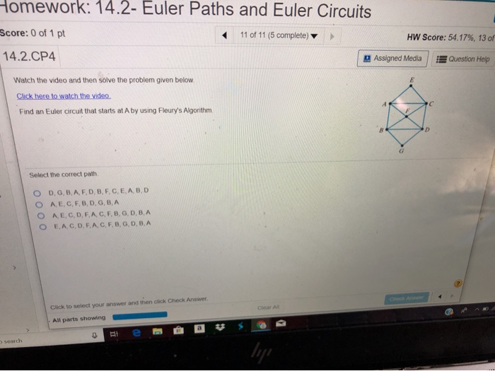 Solved Homework: 14.2- Euler Paths and Euler Circuits Score: | Chegg.com