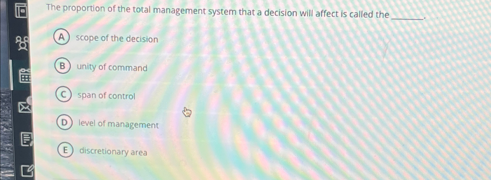 Solved The proportion of the total management system that a | Chegg.com