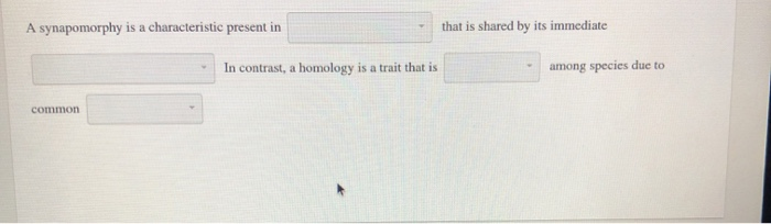 Solved A synapomorphy is a characteristic present in that is | Chegg.com