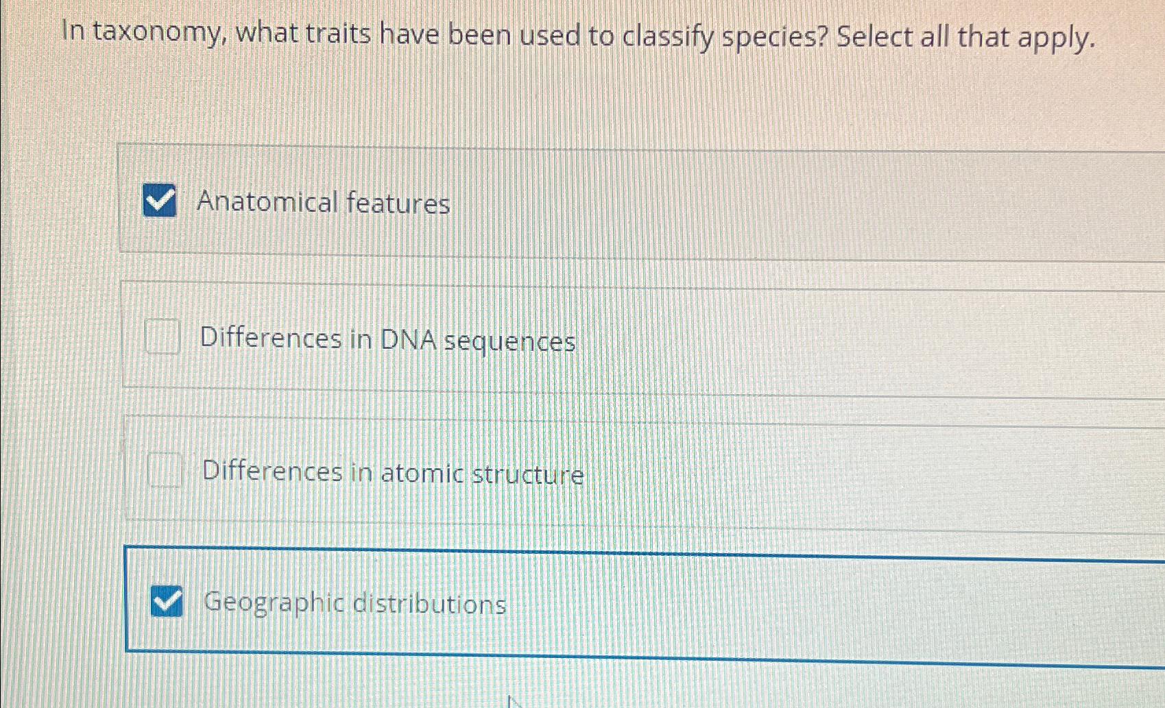 Solved In taxonomy, what traits have been used to classify | Chegg.com