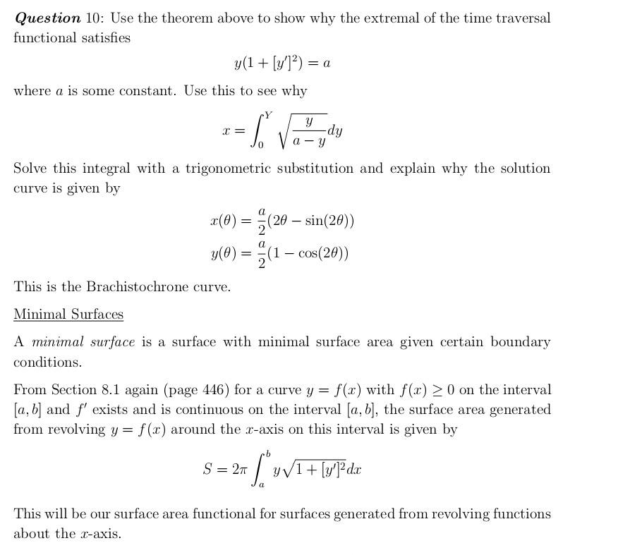 Solved Question 10: Use the theorem above to show why the | Chegg.com