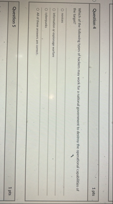 Solved Question 41 ﻿ptsWhich of the following types of | Chegg.com