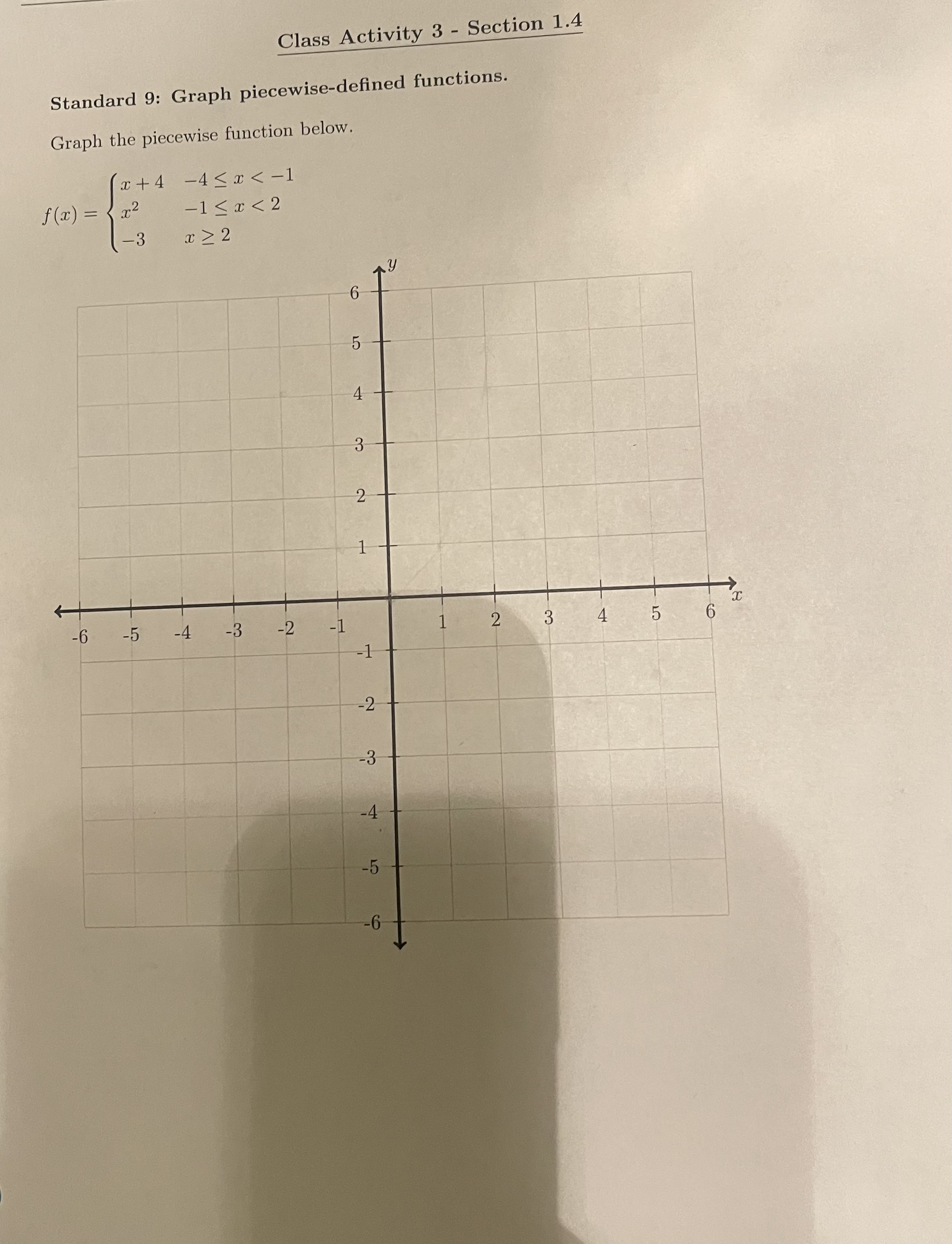 Solved Standard 9: Graph piecewise-defined functions.Graph | Chegg.com Solved Standard 9: Graph piecewise-defined functions.Graph | Chegg.com