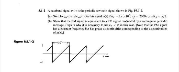 Solved 5.1-2 A baseband signal m(t) is the periodic sawtooth | Chegg.com