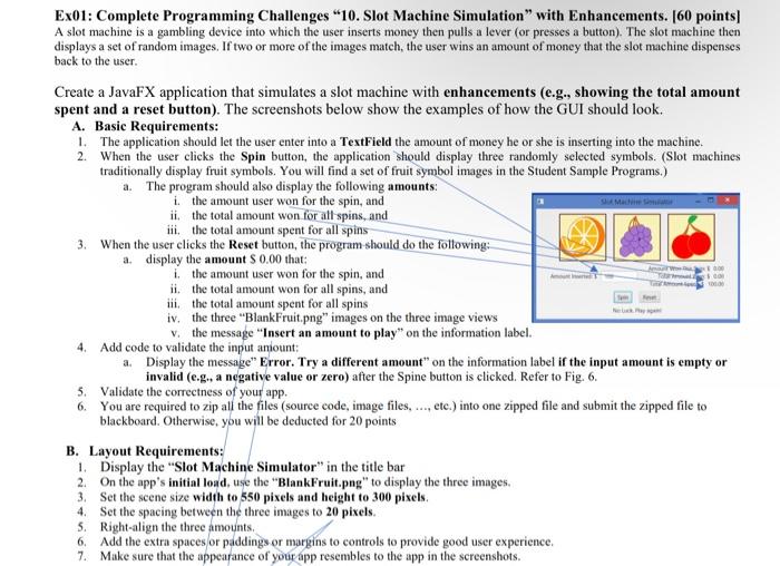 Solved Ex01: Complete Programming Challenges "10. Slot | Chegg.com