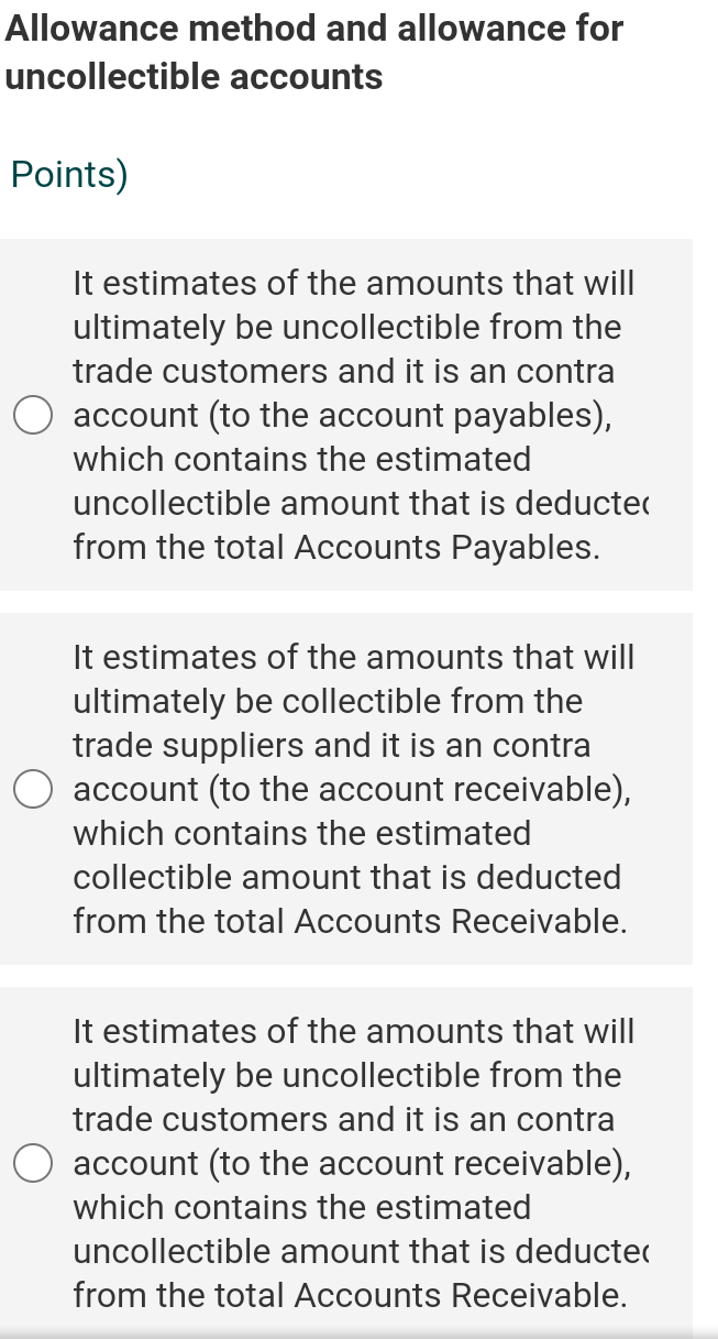 Solved Allowance method and allowance for uncollectible | Chegg.com