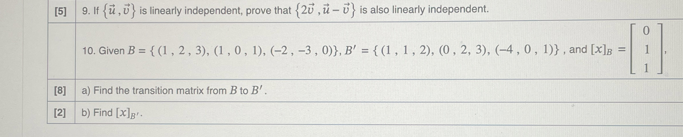 Solved [5] 9. ﻿If {vec(u),vec(v)} ﻿is linearly independent, | Chegg.com