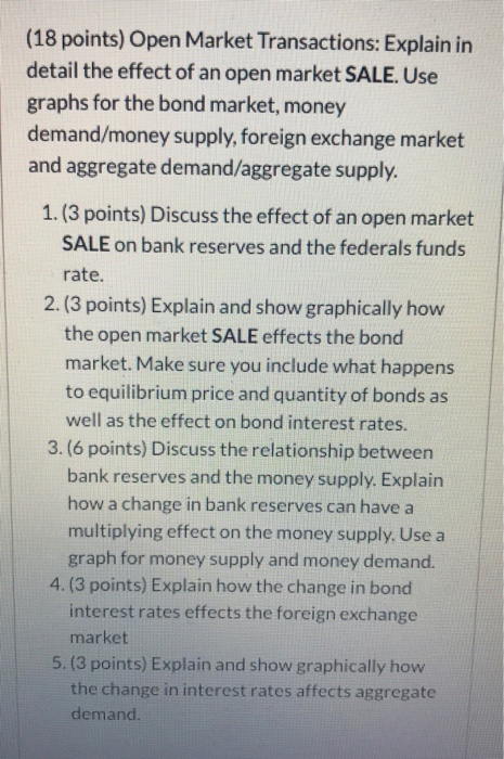 Solved (18 points) Open Market Transactions: Explain in | Chegg.com