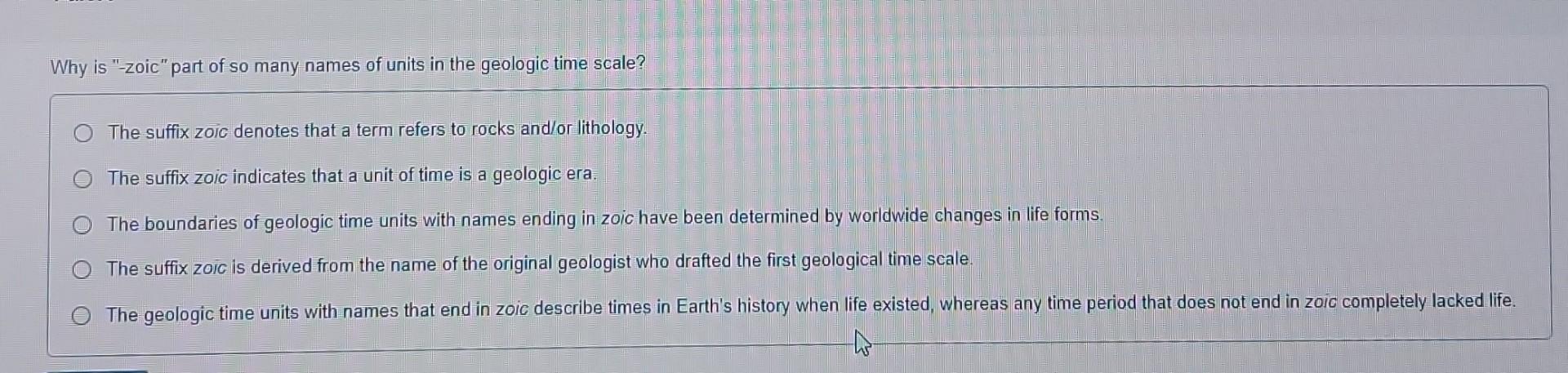 Solved Why is "-zoic" part of so many names of units in the | Chegg.com