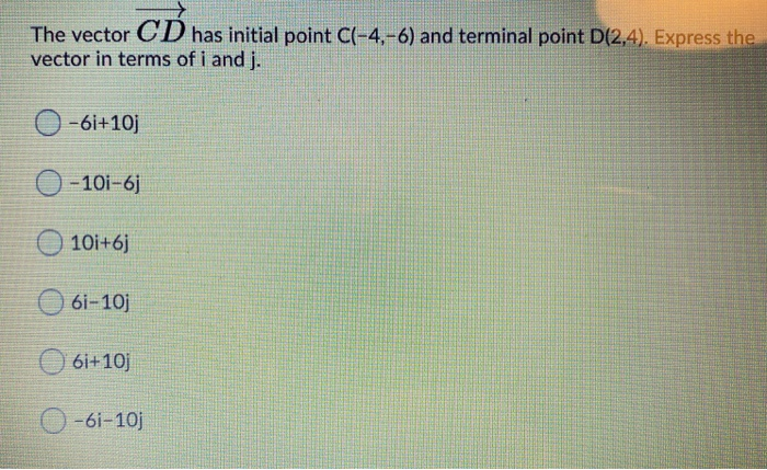 Solved Given a vector W with initial point P (-5,2), and | Chegg.com