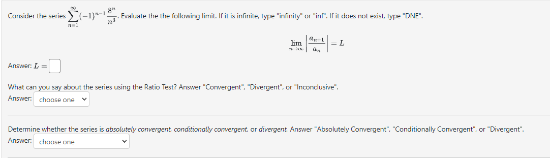 Solved Consider the series ∑n=1∞(-1)n-18nn3. ﻿Evaluate the | Chegg.com