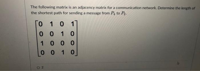 Solved The following matrix is an adjacency matrix for a | Chegg.com
