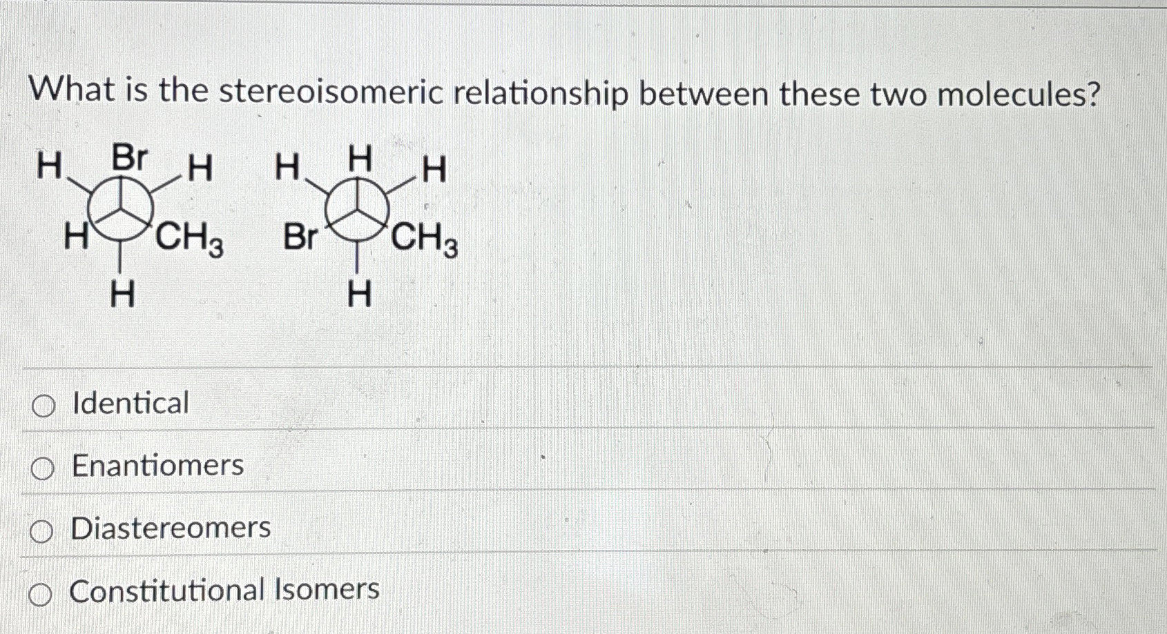 Solved What is the stereoisomeric relationship between these | Chegg.com