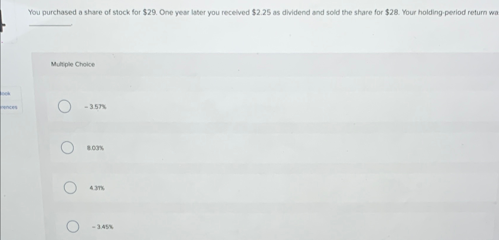 Solved You purchased a share of stock for $29. One year | Chegg.com