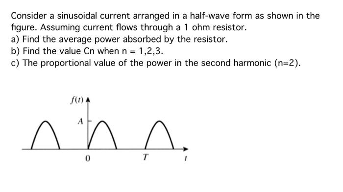 Solved Consider a sinusoidal current arranged in a half-wave | Chegg.com