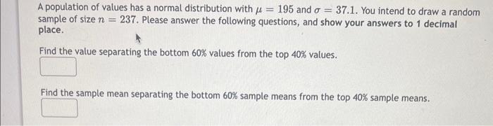 Solved Find the value of separating the bottom 60% values | Chegg.com
