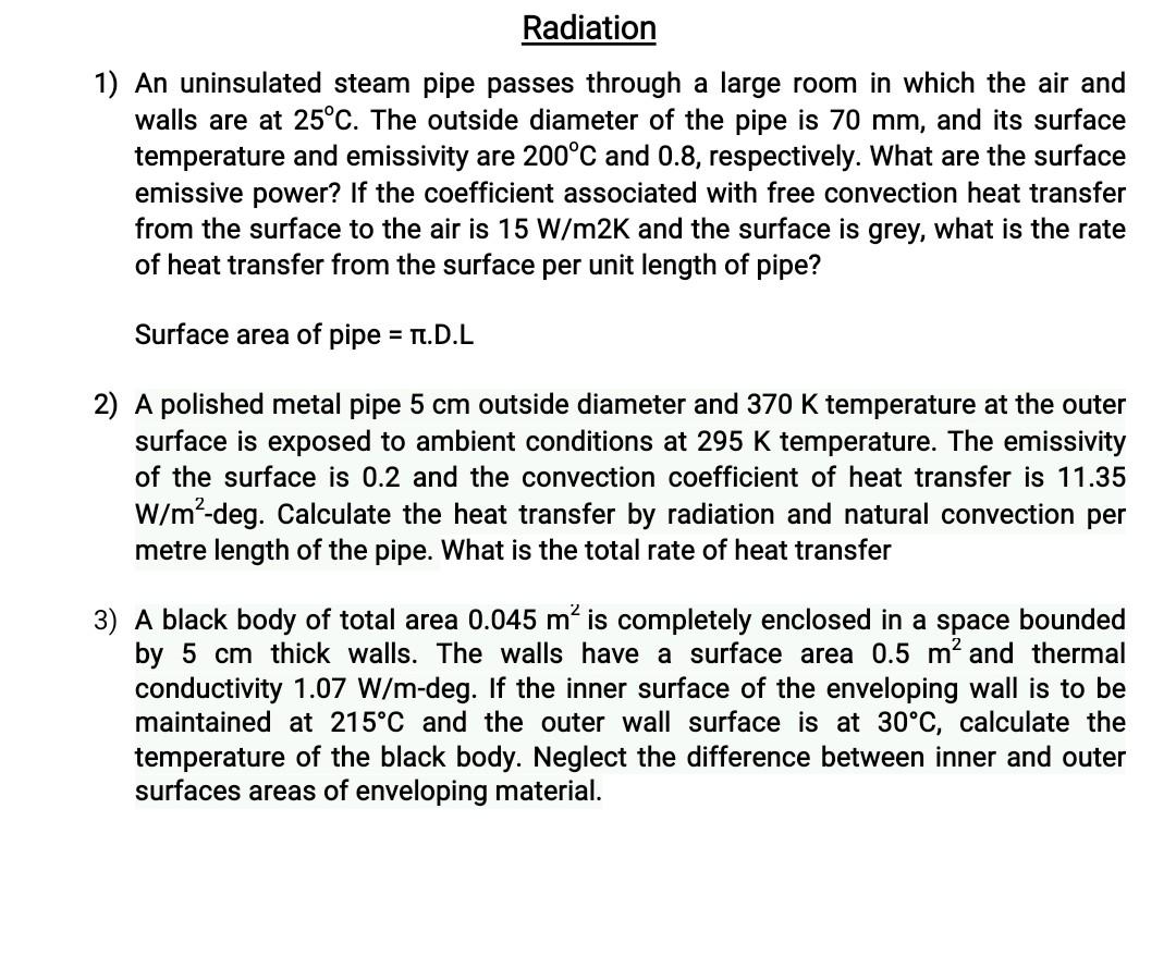 Solved 1) An uninsulated steam pipe passes through a large | Chegg.com Solved 1) An uninsulated steam pipe passes through a large | Chegg.com