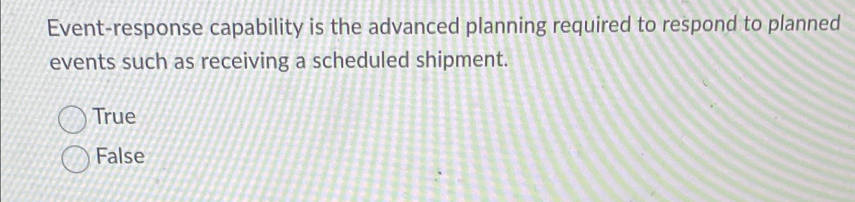 Solved Event-response capability is the advanced planning | Chegg.com