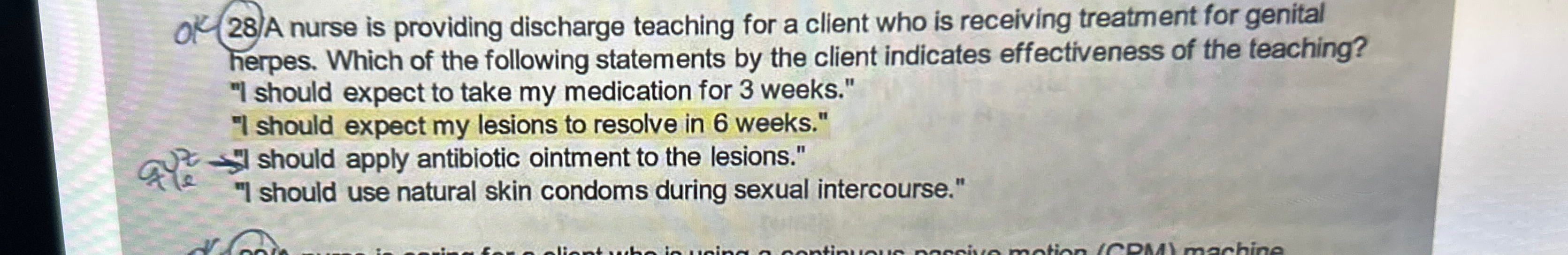 Solved 28/A nurse is providing discharge teaching for a | Chegg.com