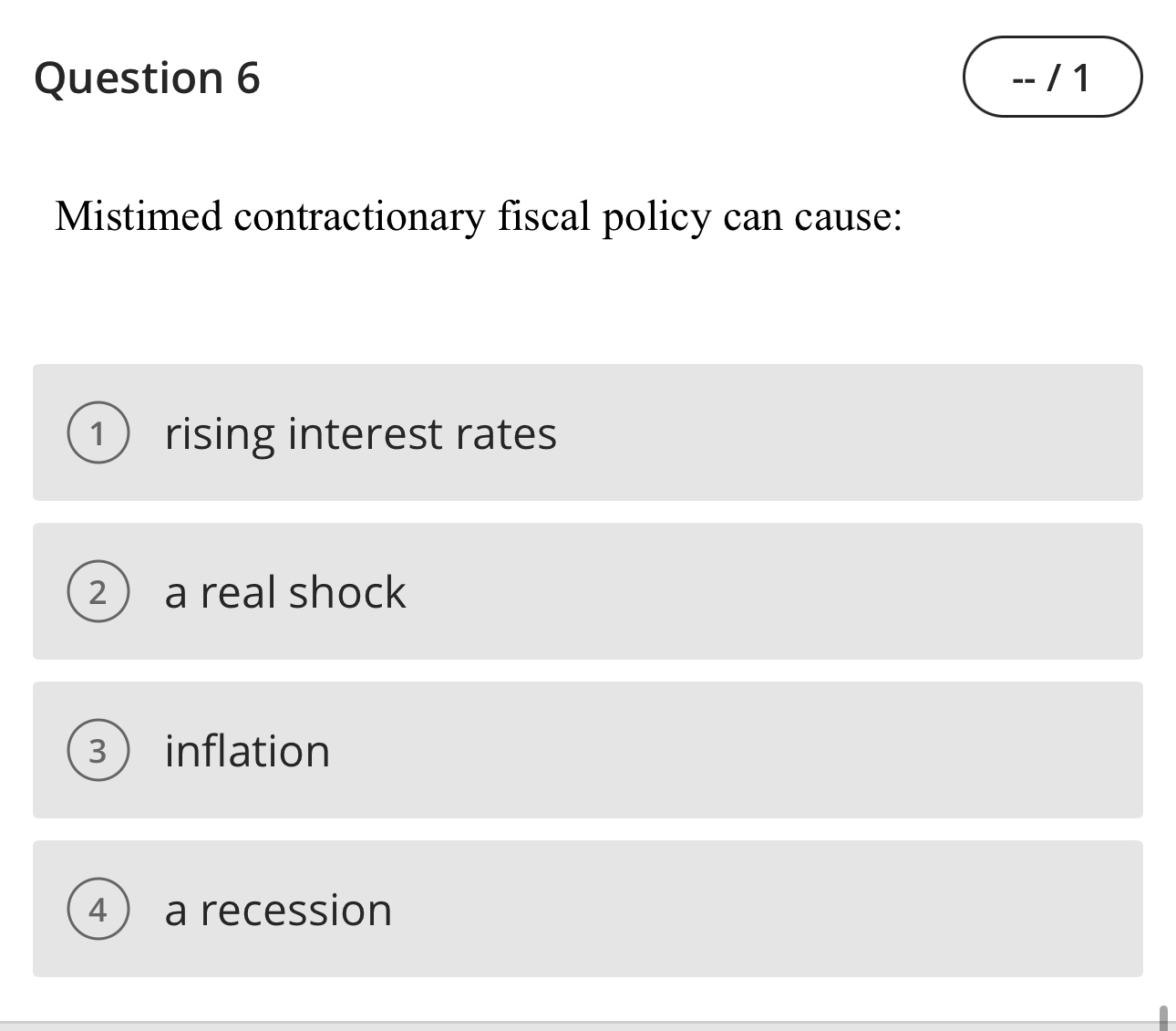 Solved Question 6--1Mistimed contractionary fiscal policy | Chegg.com