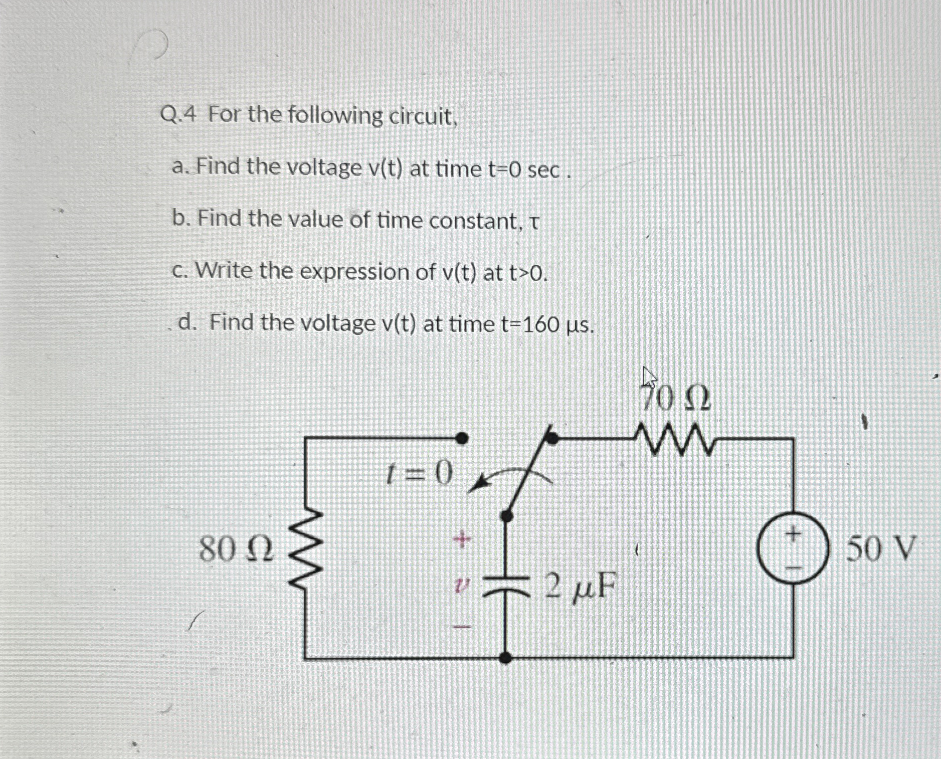 Solved Q. 4 ﻿For the following circuit,a. ﻿Find the voltage | Chegg.com