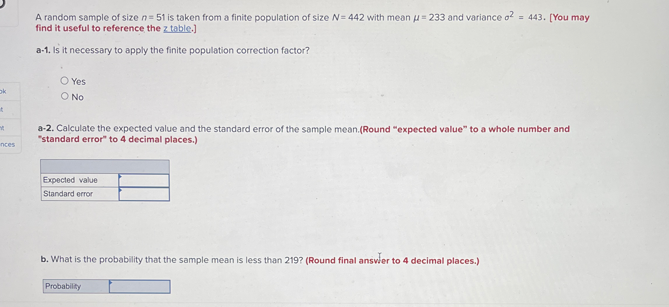 Solved A random sample of size n=51 ﻿is taken from a finite | Chegg.com