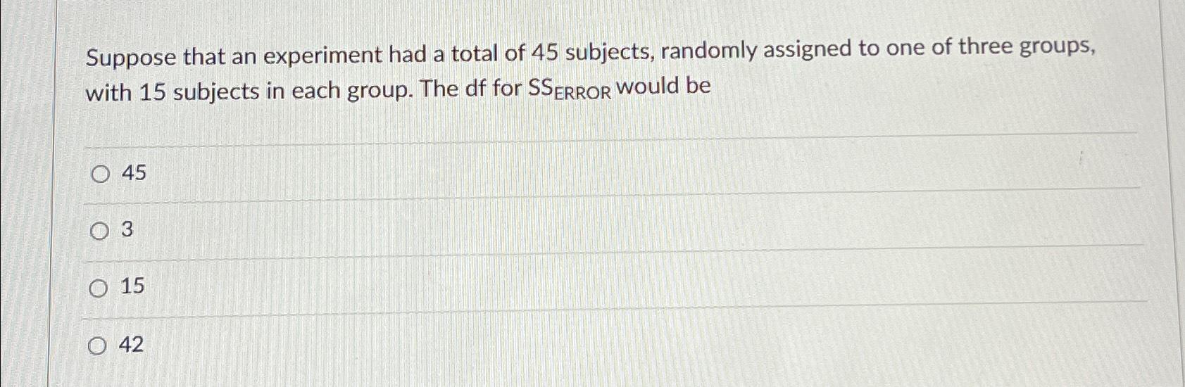 Solved Suppose that an experiment had a total of 45 | Chegg.com