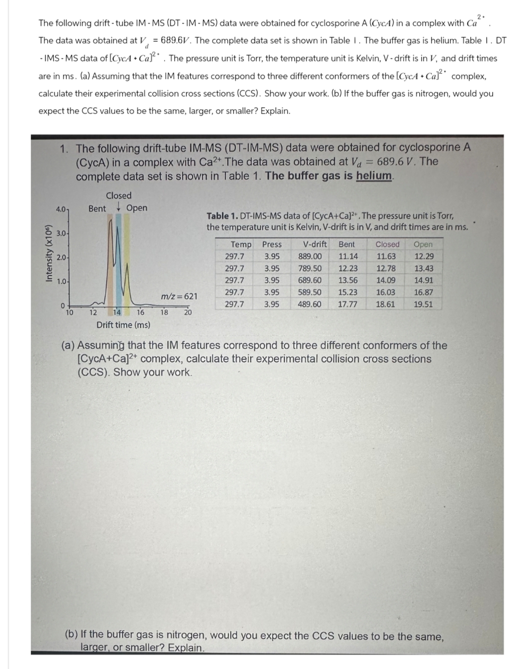 Solved The following drift - ﻿tube IM - ﻿MS (DT - ﻿IM - ﻿MS) | Chegg.com