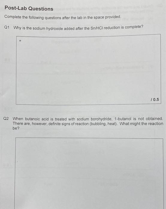 Solved Post-Lab Questions Complete the following questions | Chegg.com