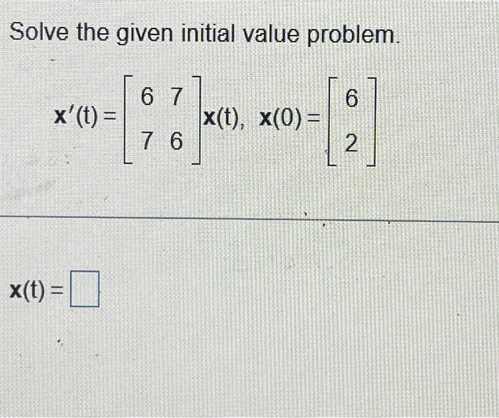 Solved Solve the given initial value problem. | Chegg.com
