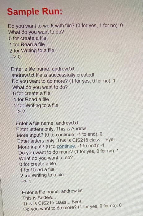 Solved Write a program that can create, read, and append a | Chegg.com